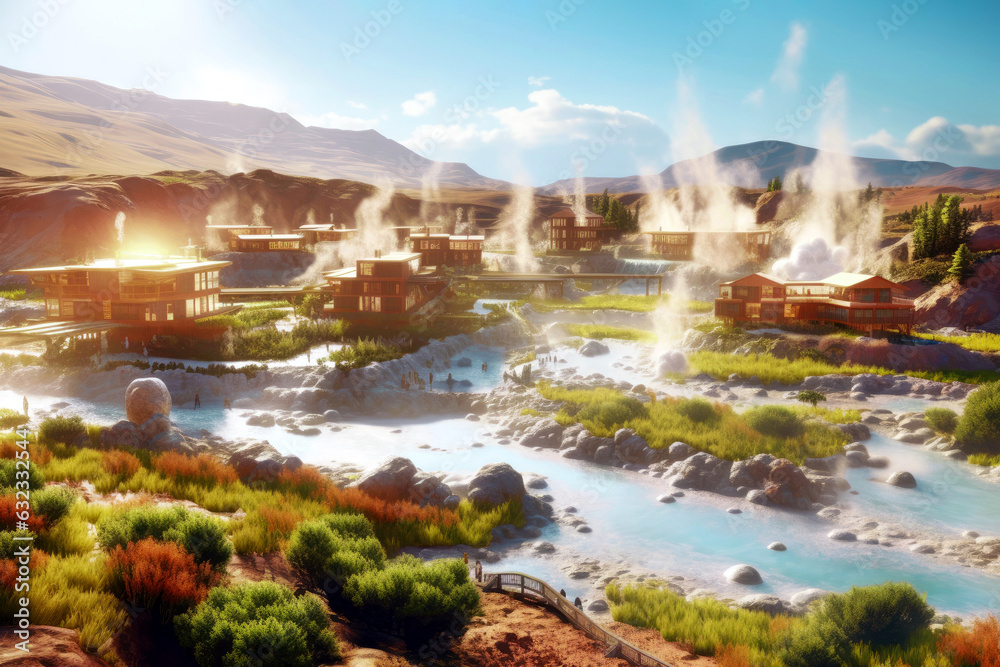 Geothermal Resorts. Hot springs nestled amidst unique natural ...