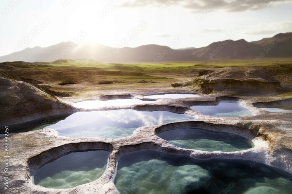 Pristine thermal pools, hot springs. Earth's inner heat creates natural ...