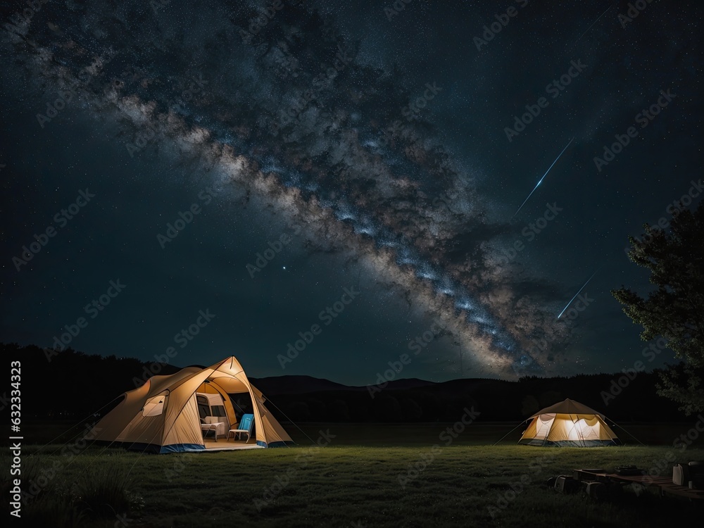 Starry Night Tent Scene, tent at night, camping in the night, tent in ...