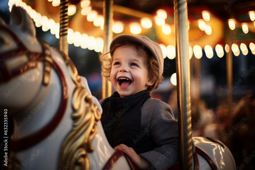 Joyful happy child boy cute carefree amazed excited little kid son ...