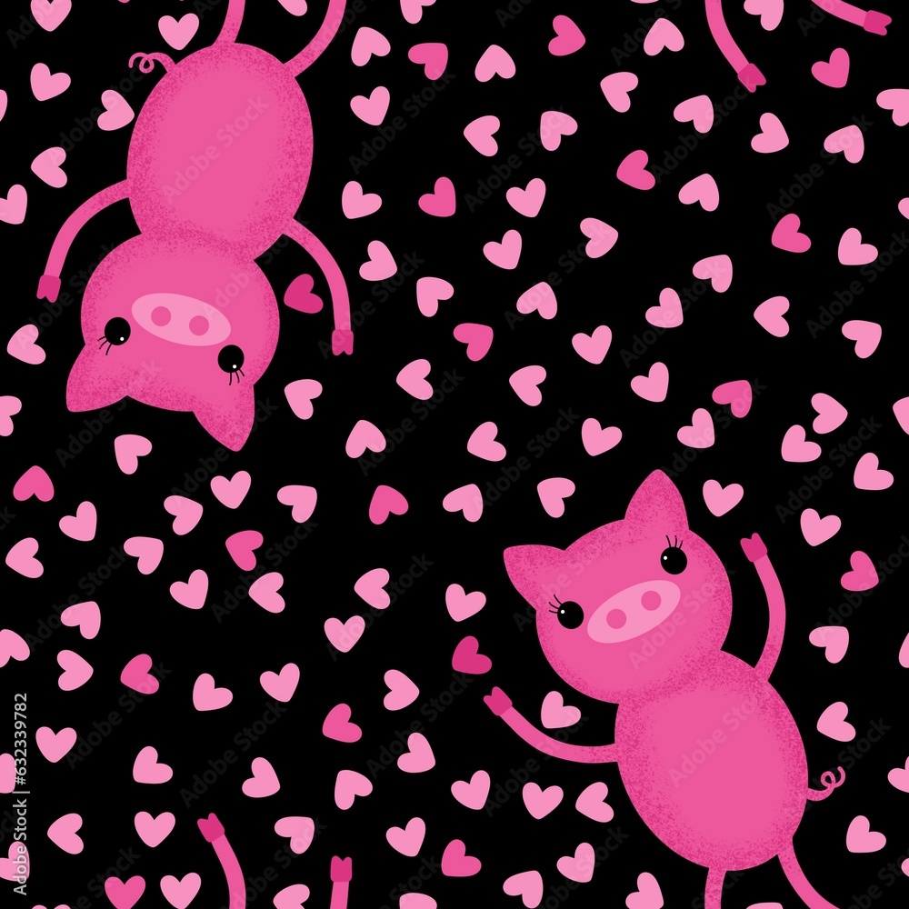 Cartoon animals seamless pigs pattern for wrapping paper and fabrics ...