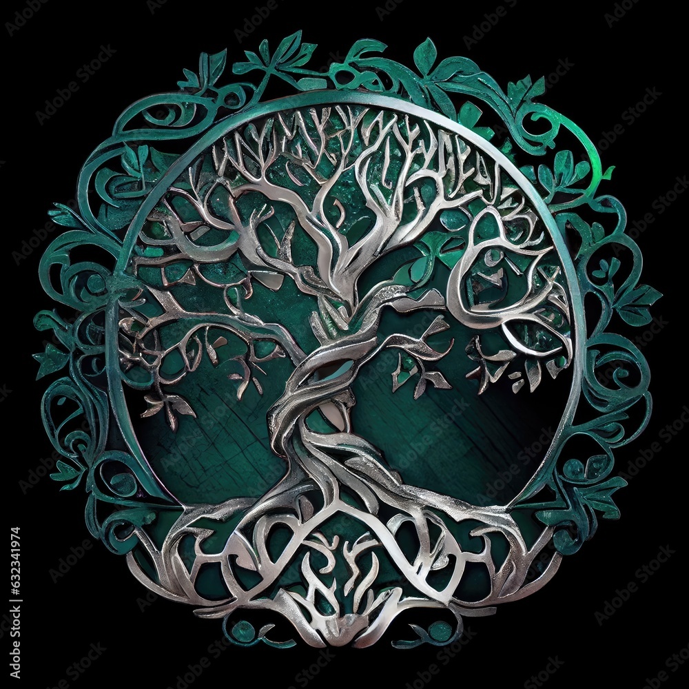 Metal Tree Logo, Walhalla Emblem, Silver Oak Tree Symbol, Abstract ...