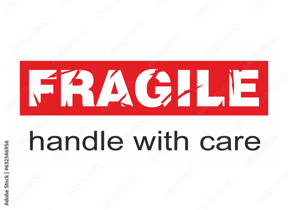 Warning note, sticker, sign for fragile parcels. A unique, newly ...