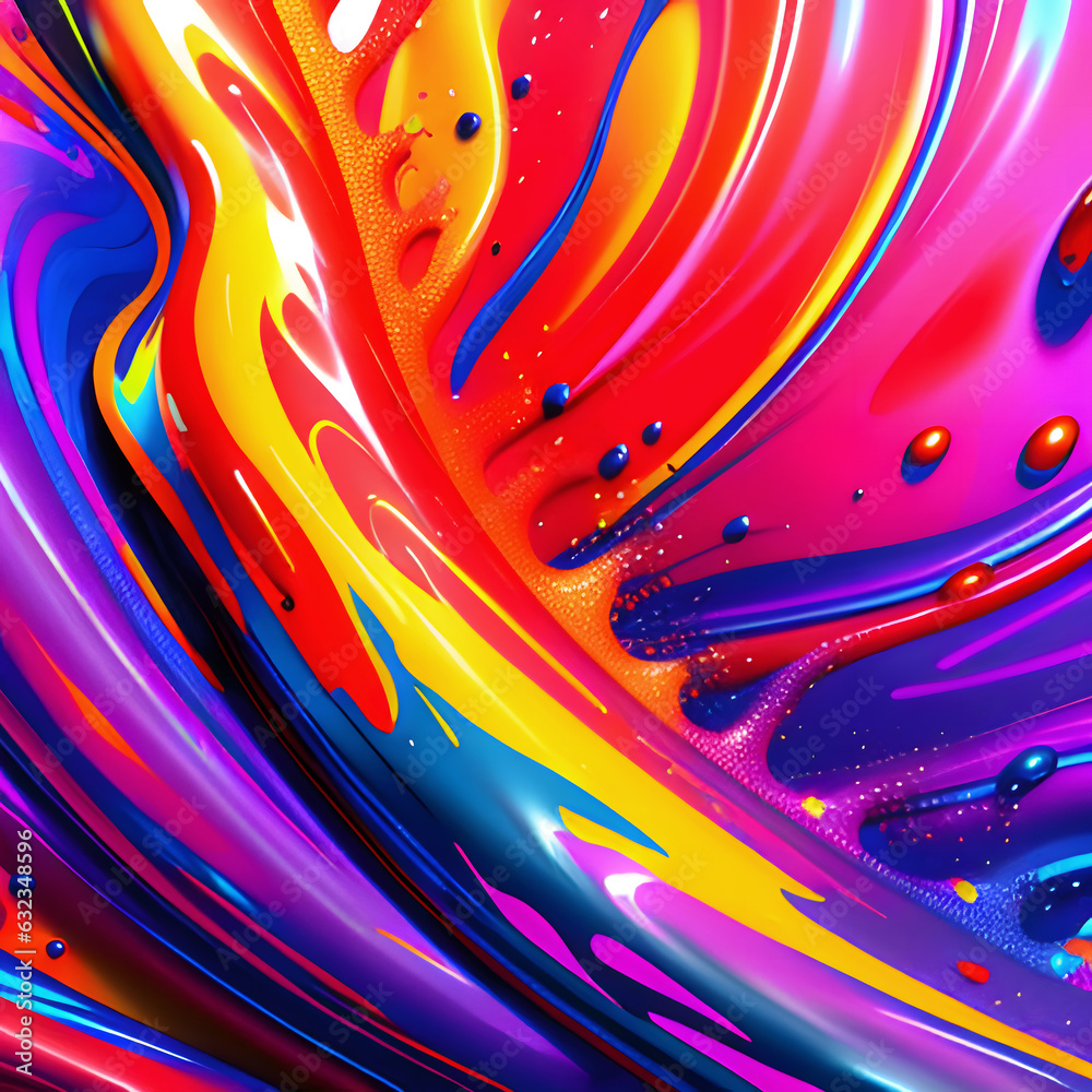 Paint splatter background. Color mix in fluid shapes and droplets Stock ...