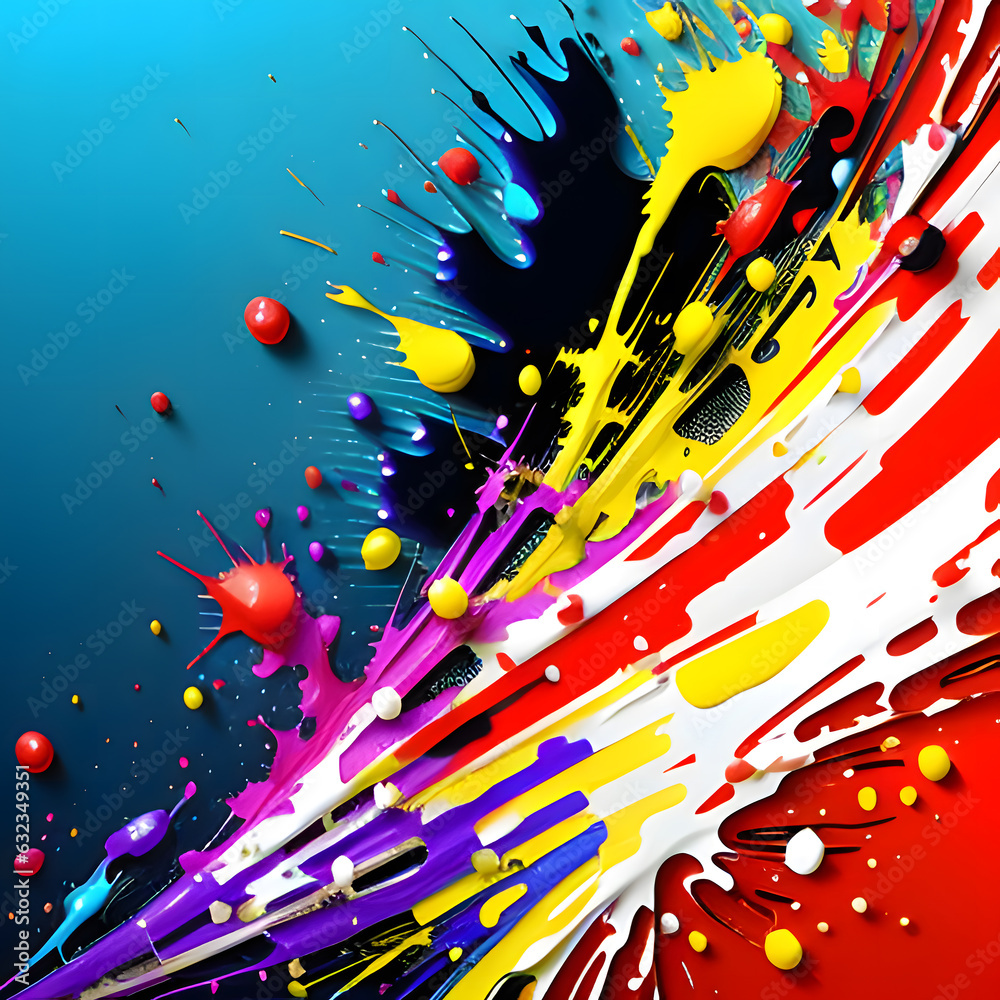 Paint splatter background. Color mix in fluid shapes and droplets Stock ...