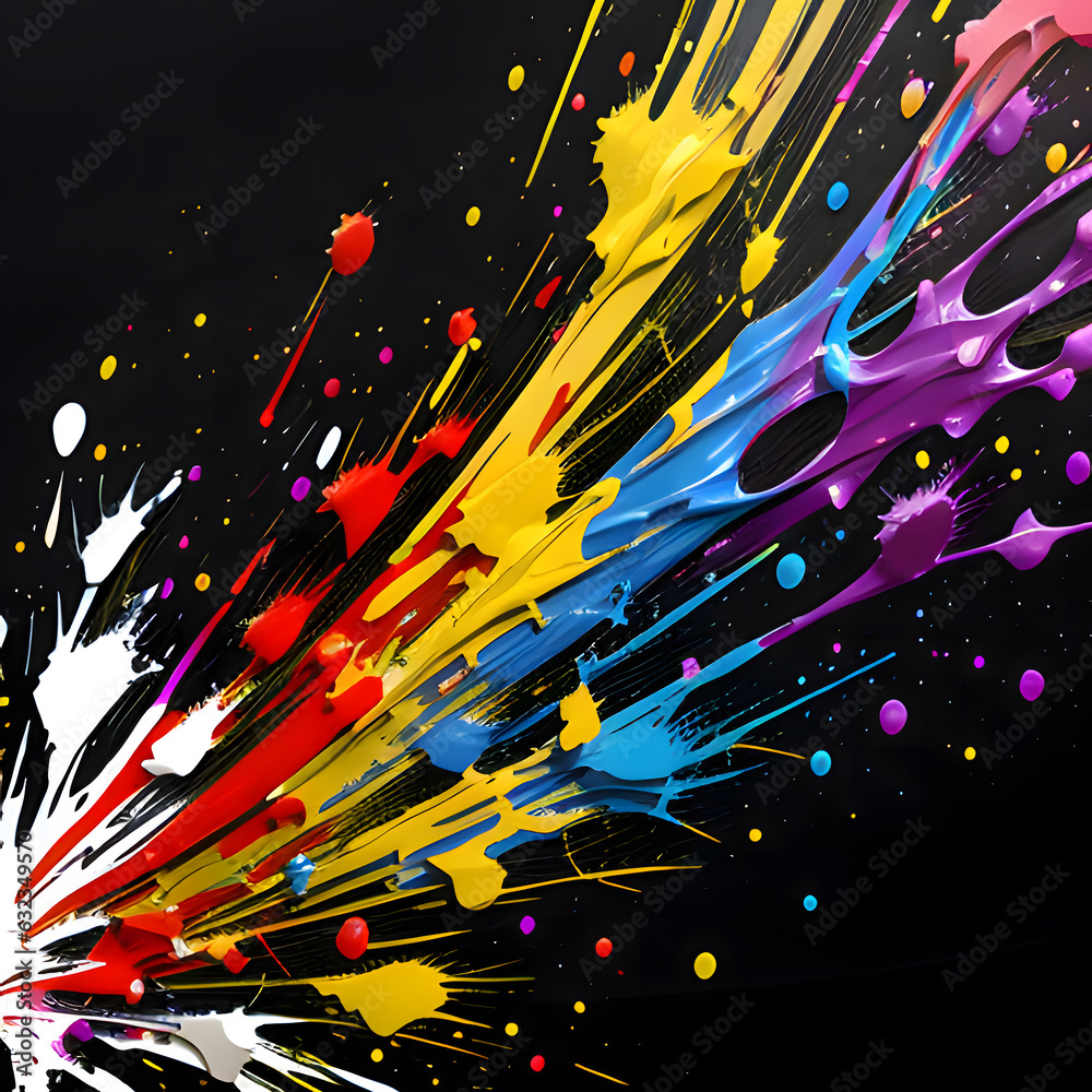 Paint splatter background. Color mix in fluid shapes and droplets Stock ...