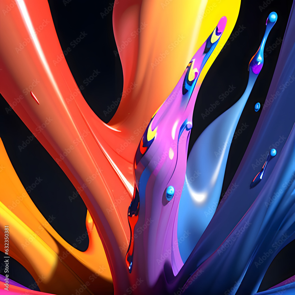 Paint splatter background. Color mix in fluid shapes and droplets Stock ...