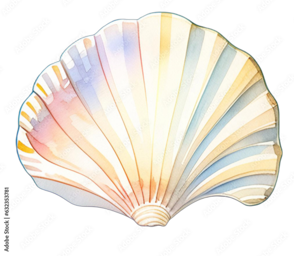 watercolor seashell isolated on transparent png or white background ...