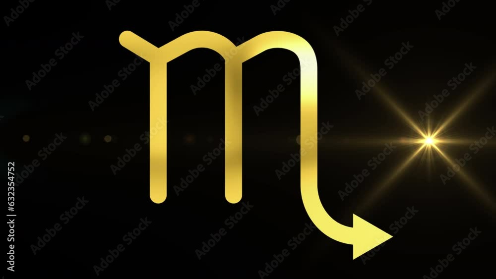 Scorpio Sign Astrology Animated in Gold, with ALPHA Channel ...