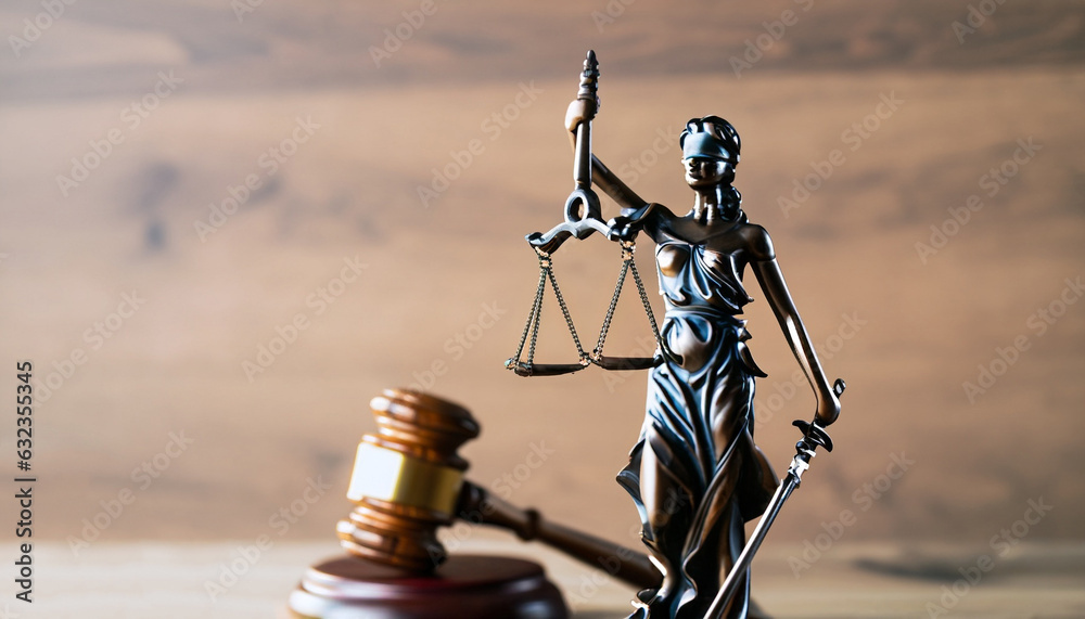 Legal and law concept. Statue of Lady Justice with scales of justice ...