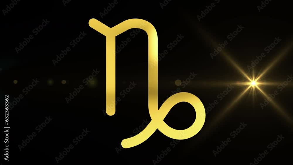 Capricorn Sign Astrology Animated in Gold, with ALPHA Channel ...