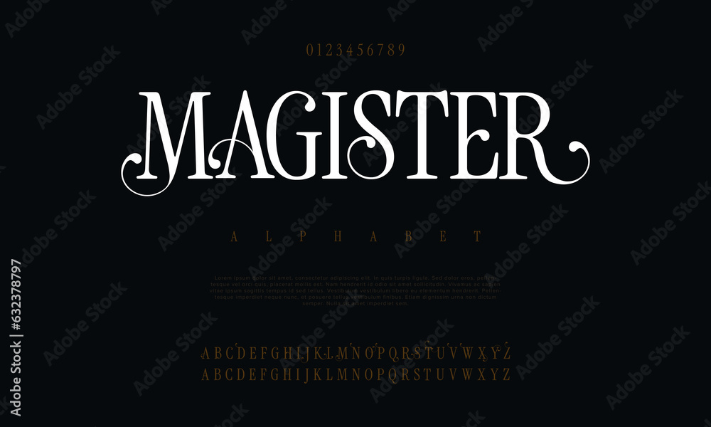Magister premium luxury elegant alphabet letters and numbers. Elegant wedding typography classic ...