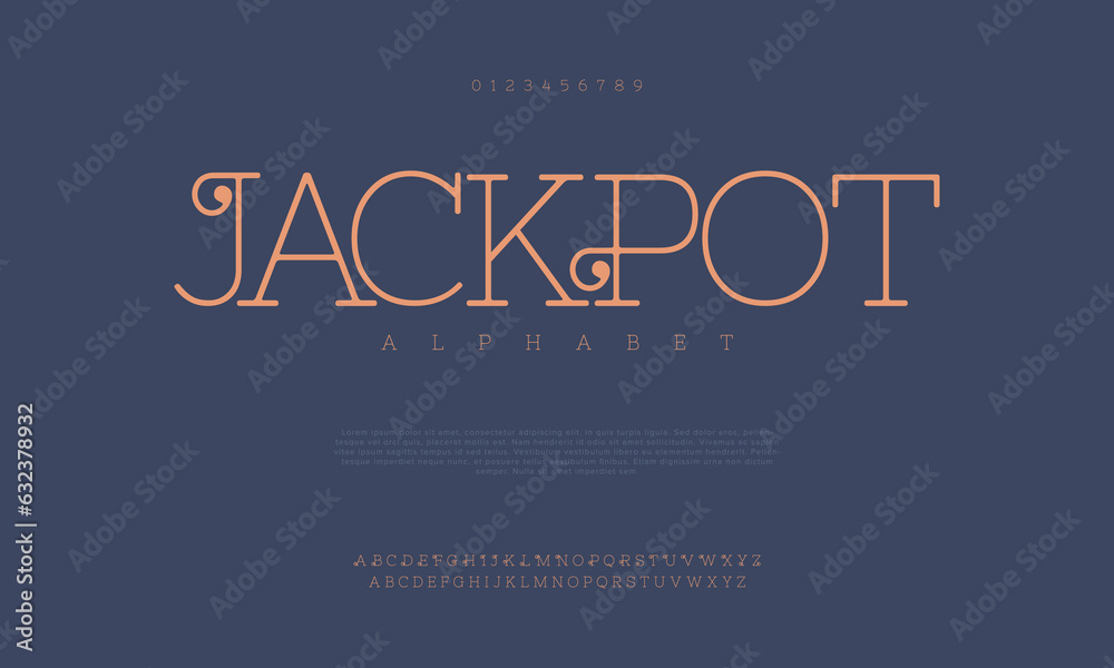Jackpot premium luxury elegant alphabet letters and numbers. Elegant ...
