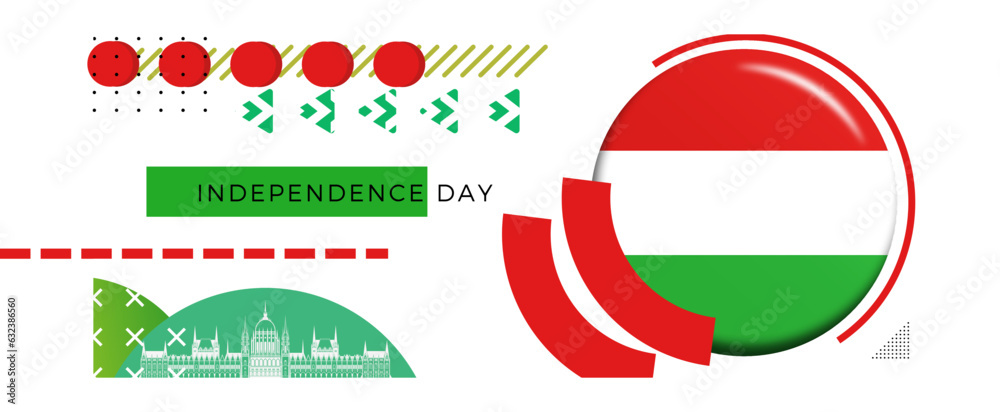 Hungary national day banner design. Hungarian flag and map theme with ...