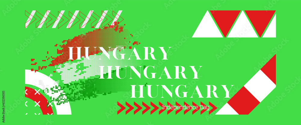 Hungary national day banner design. Hungarian flag and map theme with ...
