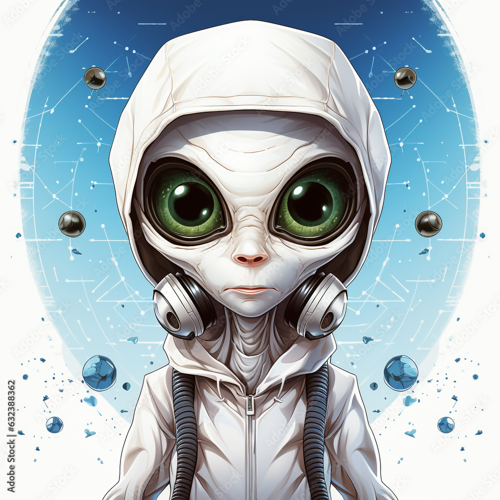Cartoon alien from outer space white background Stock Illustration ...