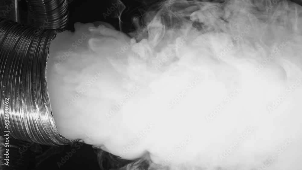 Smoke pollution. Chemical fume. Smog emission. White industrial gas ...