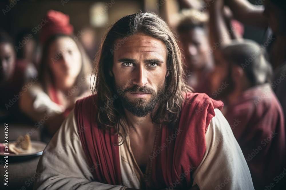 Jesus wearing red sash in the Last Supper, Gospels of Matthew, Mark ...