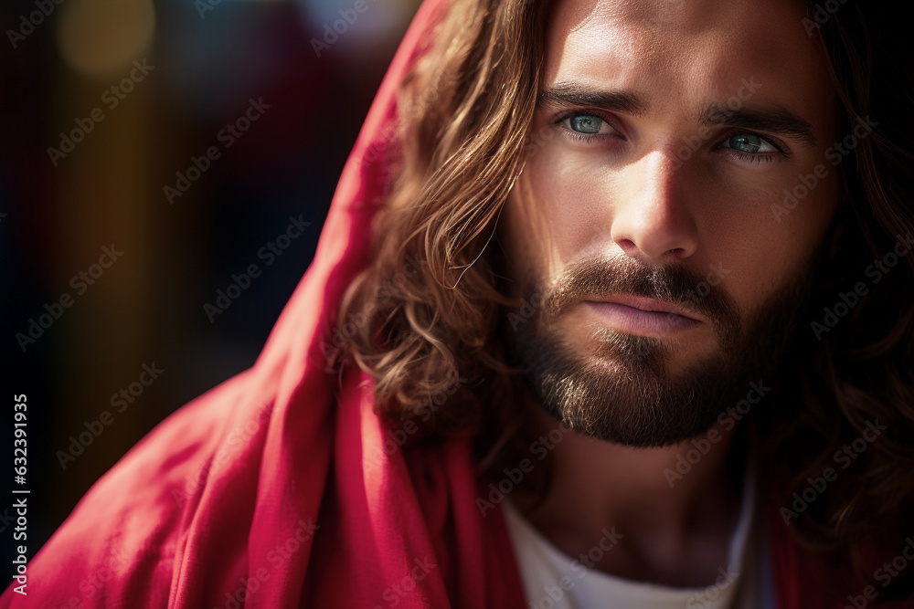 Jesus wearing a red sash in the parable of the Prodigal Son in Luke 15: ...
