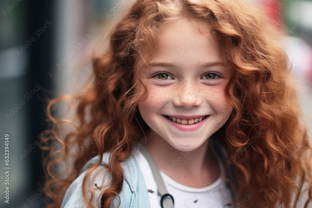 happy little girl embraces the excitement of going back to school as ...