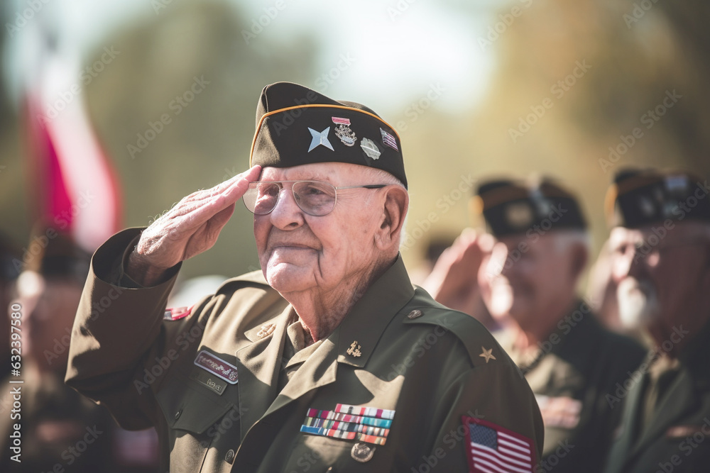 Respectful Tribute: Happy Veterans Saluting at a USA Military Funeral, Honoring the Service and ...