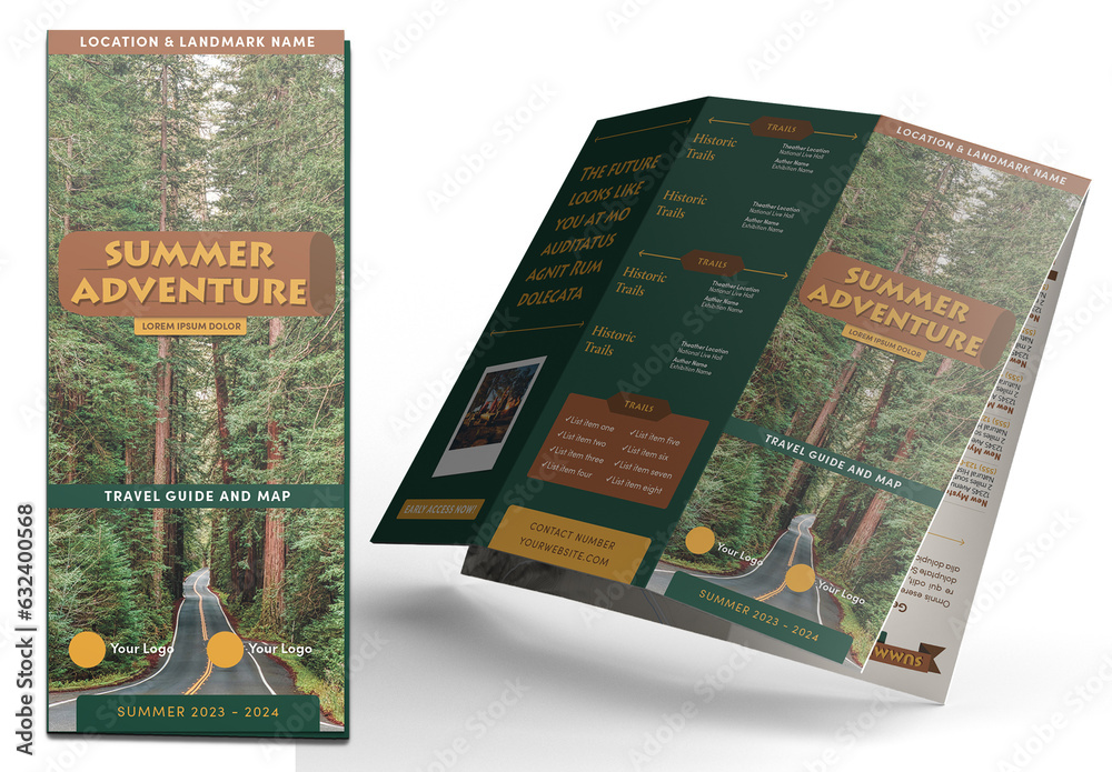 Travel & Adventure Camp Bi Trifold Stock Template | Adobe Stock