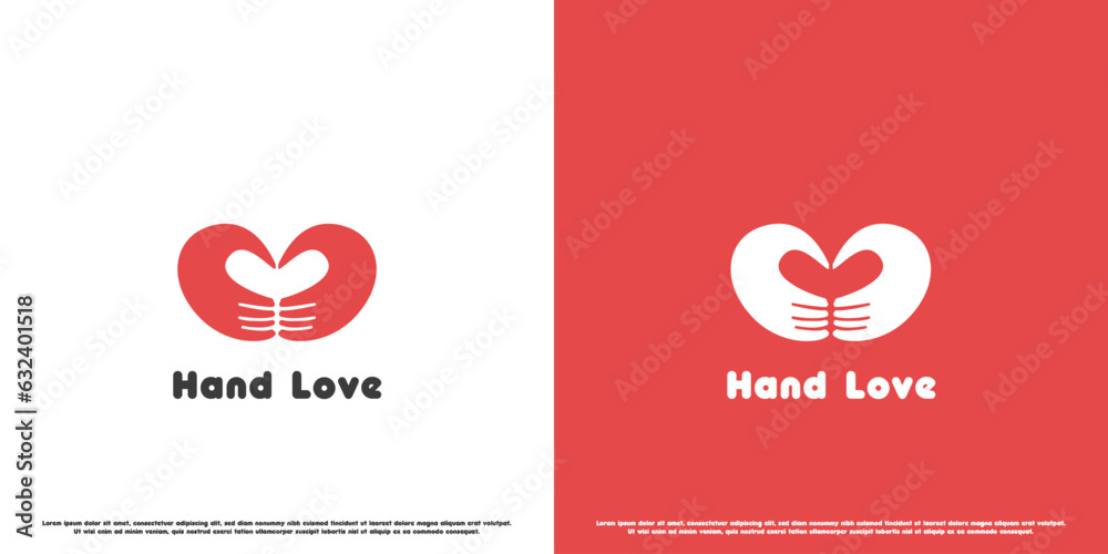 Love heart hand logo design illustration. Simple modern minimalist ...