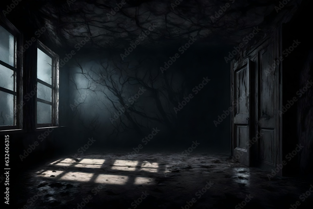 Abstract horror background for halloween. Gloomy scary terrible window ...