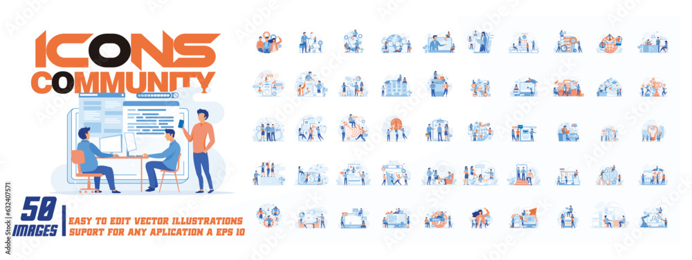 Icons community concept illustration, collection of male and female ...