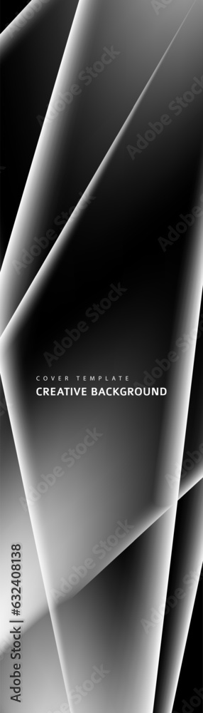 Abstract black, white and gray triangle overlaying layer background ...