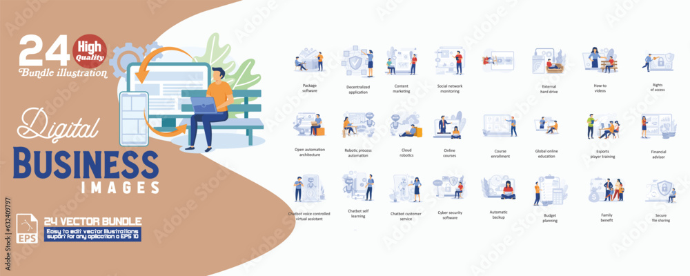 Digital business images concept illustration, collection of male and ...