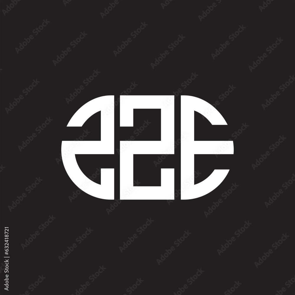 ZZE letter technology logo design on black background. ZZE creative ...