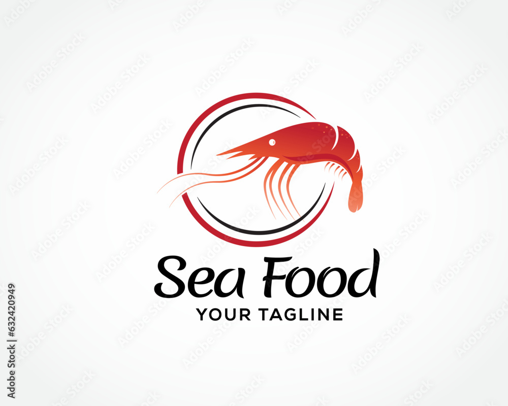 circle line with jump prawn shrimp sea food logo icon symbol design ...