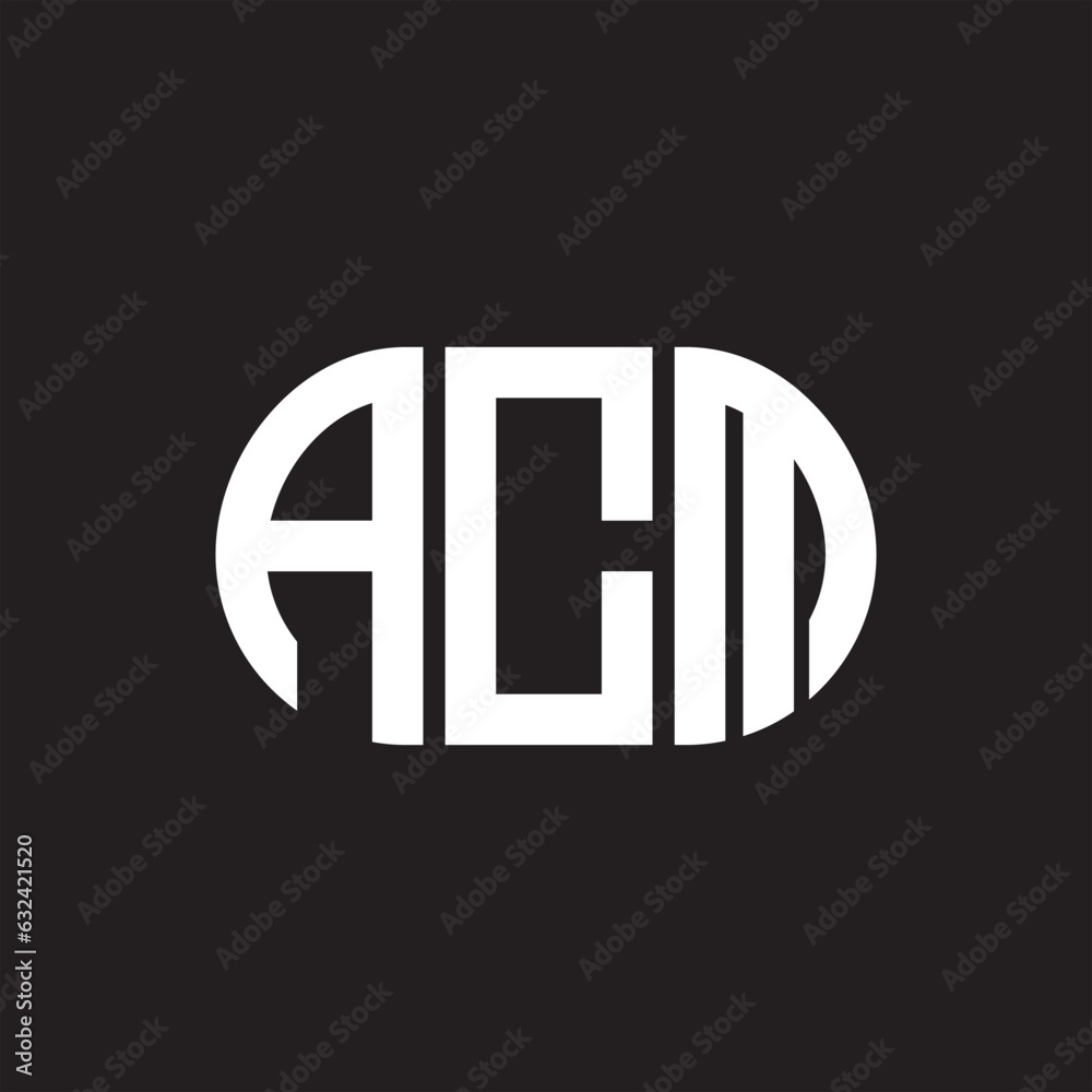 ACM letter technology logo design on black background. ACM creative ...