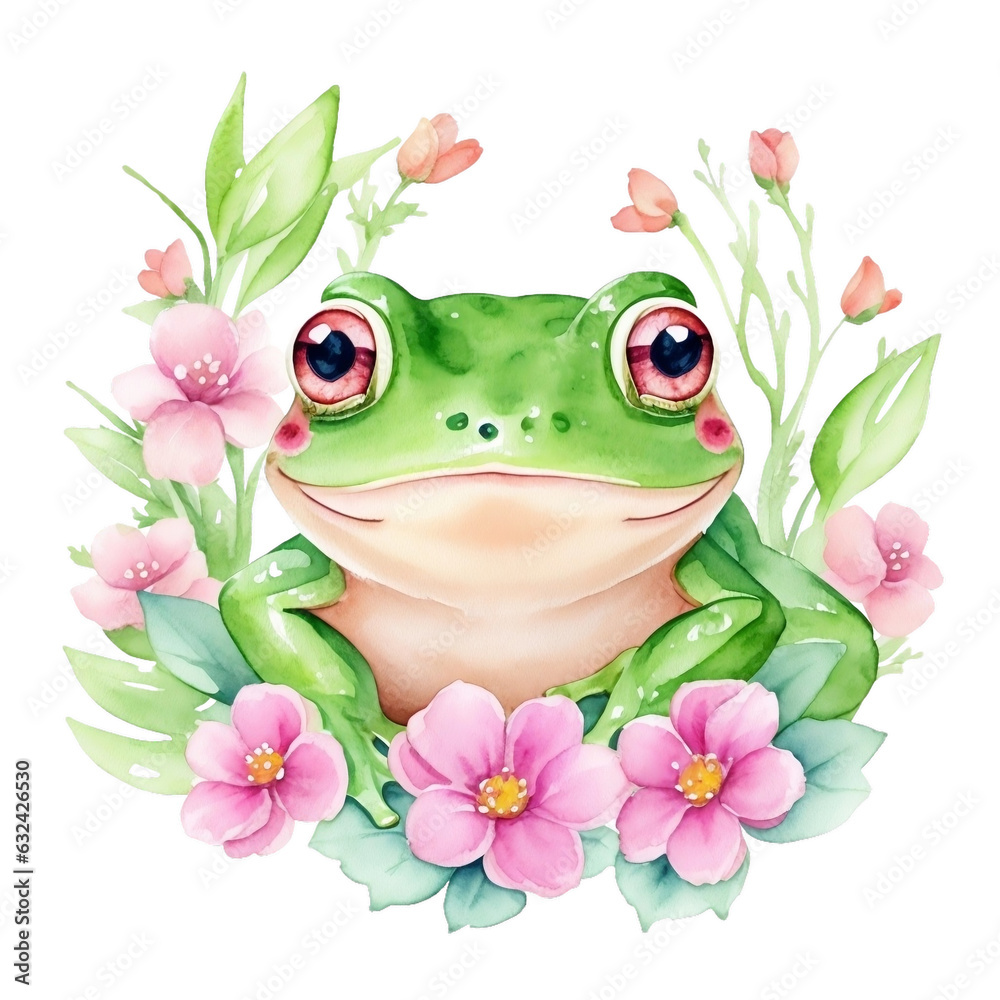Cute Frog Watercolor Clipart, PNG Stock Illustration | Adobe Stock