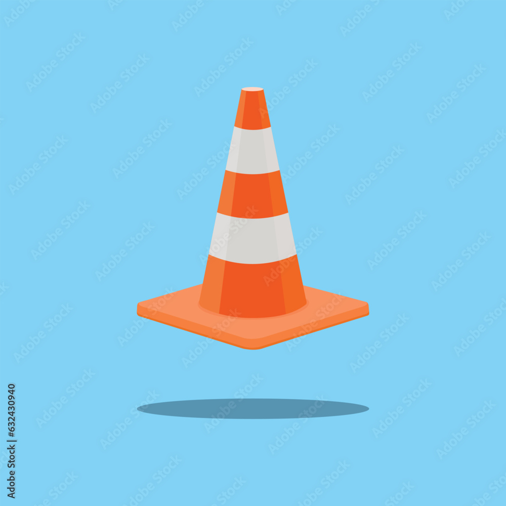 Vector illustration of plastic barrier and traffic cone, construction ...