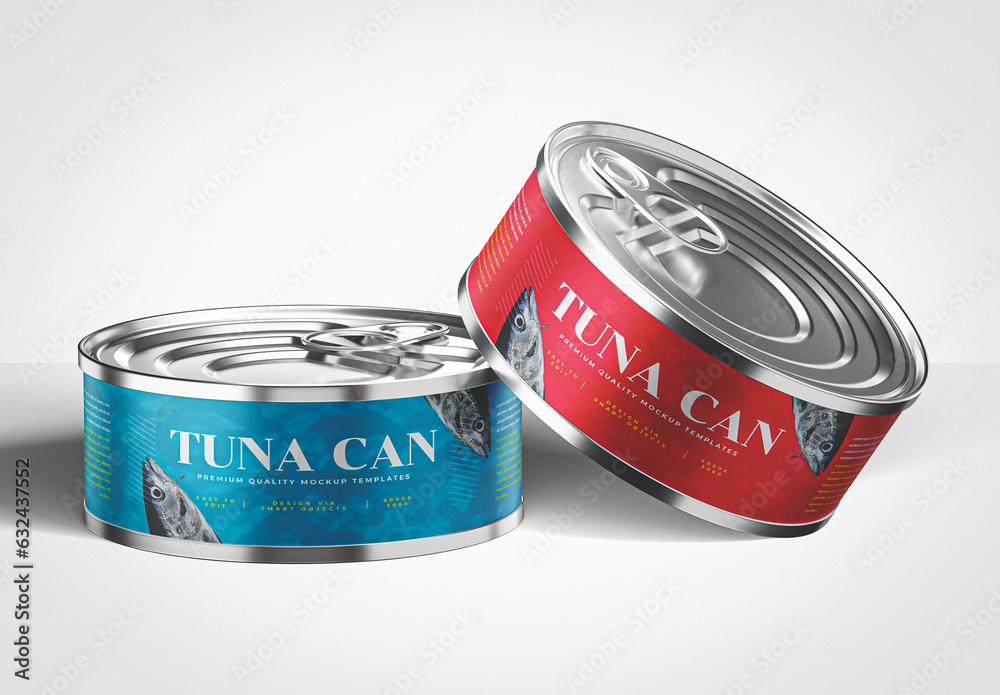 Stacked Tuna Cans Mockup Set Stock Template | Adobe Stock
