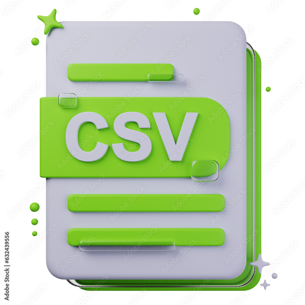 3D illustration of CSV file format. file format 3D concept. 3d ...