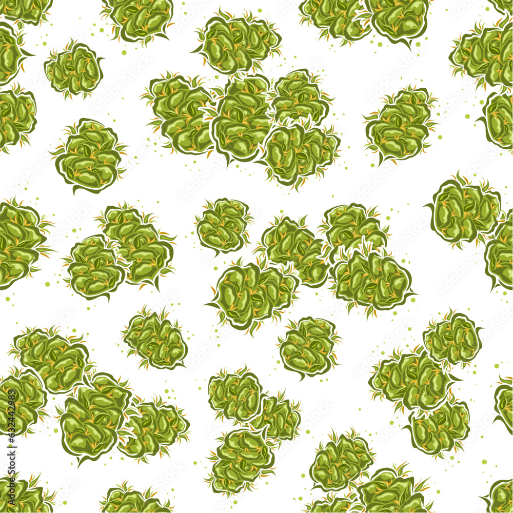 Vetor de Vector Cannabis Flowers Seamless Pattern, repeating background ...