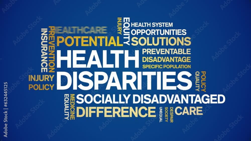 Health Disparities animated tag word cloud;text design animation ...
