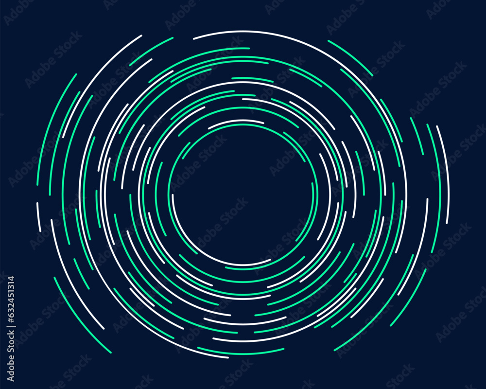 Concentric segments of circles. Lines following a circle path. Design ...