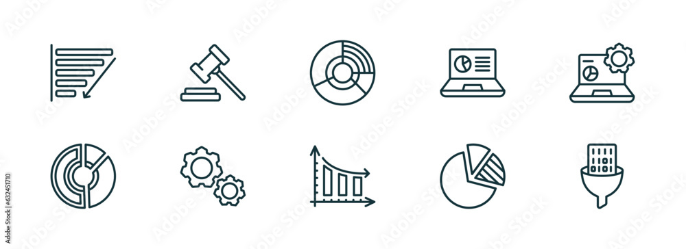 set of 10 linear icons from business and analytics concept. outline icons such as depleting ...