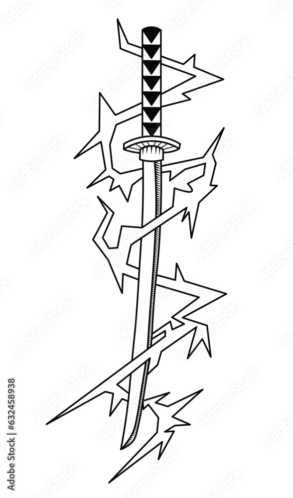 Katana sword with thunder Anime knife samurai Ronin Sword Japanese ...