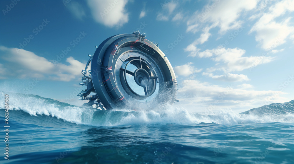 Wave Energy Harvesting: Clean and Reliable Power. Illustration of wave ...