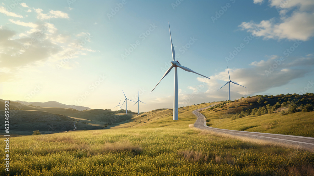 Capturing Wind Energy: Sustainable Power Generation. Illustration of ...