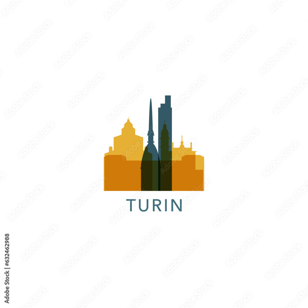 Vecteur Stock Italy Turin cityscape skyline city panorama vector flat ...