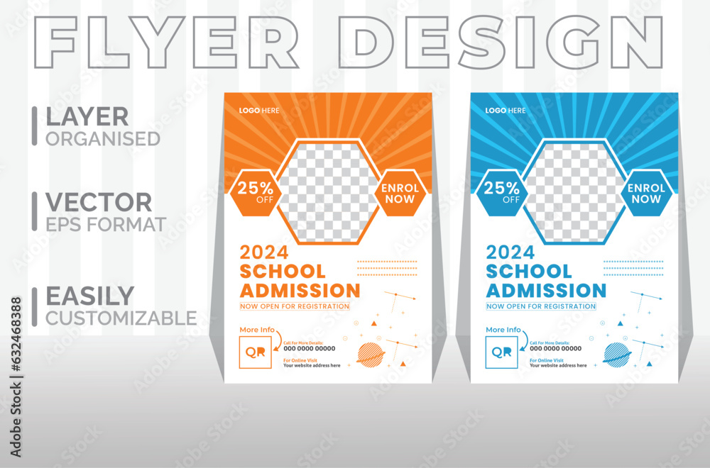 Multicolored School Flyer Layout. a bundle of 4 templates of a4 flyer ...