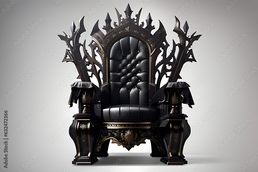 Royal throne isolated on transparent background. Dark gothic throne ...