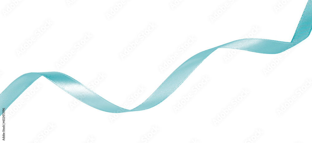 curly sky blue ribbons isolated on transparent background, for birthday ...