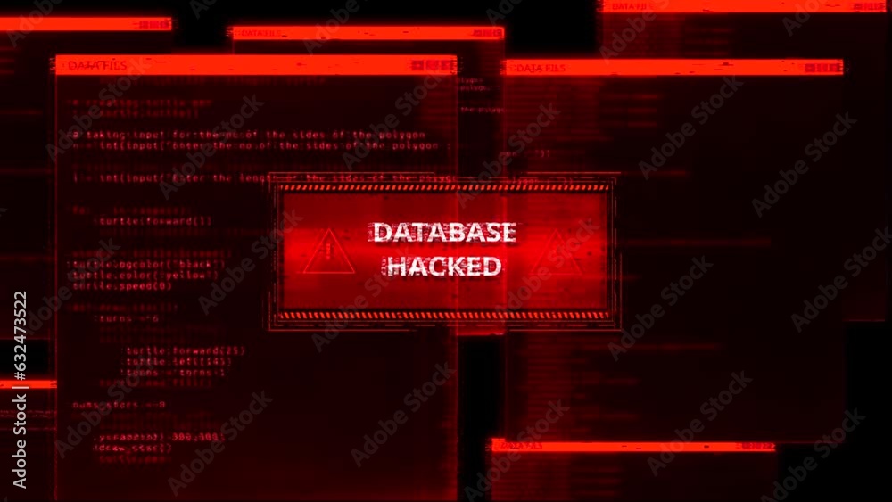 System Hacking Alert detected device infected computer Animation. pixel flicker software global ...